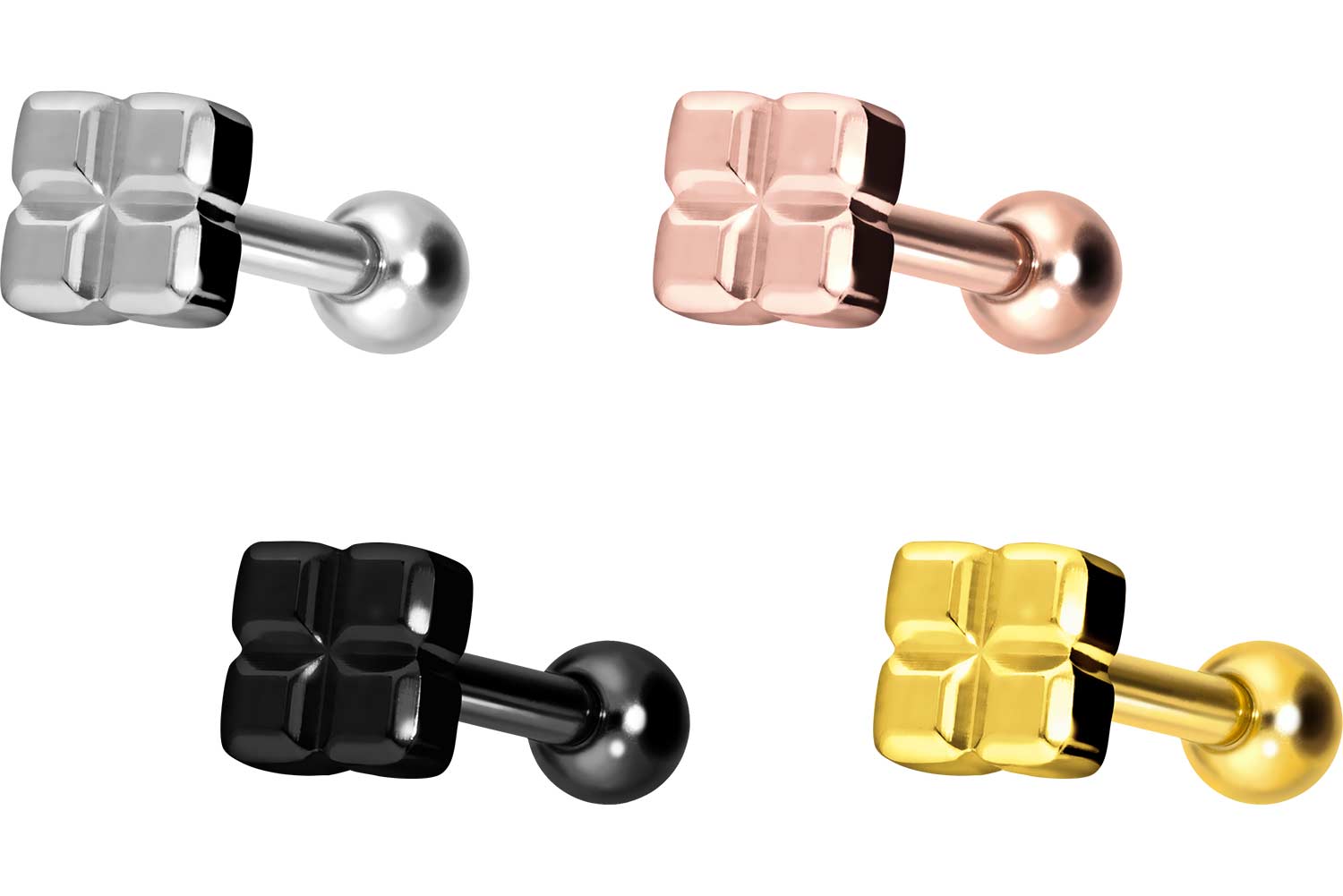 Titanium ear piercing with internal thread SQUARE | PIERCINGLINE